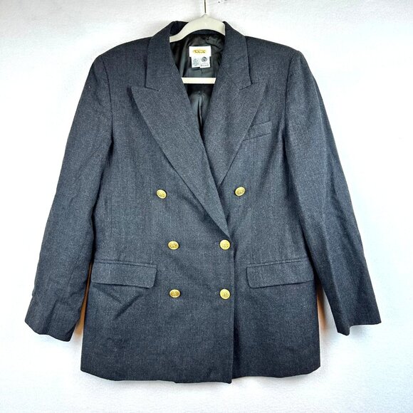 Talbots | Jackets & Coats | Talbots Blazer Wool Gray Gold Double ...